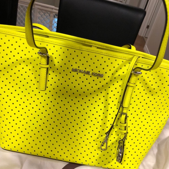 Bags | Michael Kor Neon Yellow Handbag | Poshmark